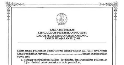 Contoh Pakta Integritas UN Ujian Nasional FileNya