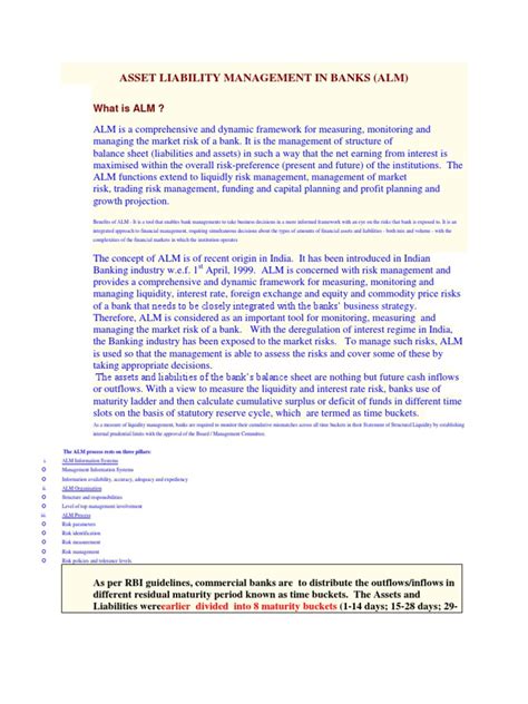 asset liability management in banks pdf asset liability management banks
