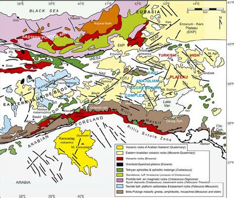 Simplified Geological Map Of Eastern Anatolia And The Arabian Foreland