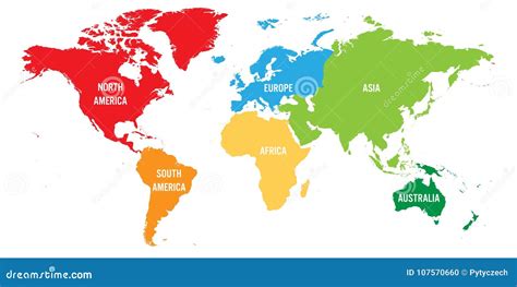 O Mapa Do Mundo Dividiu Se Em Seis Continentes Cada Continente Na Cor