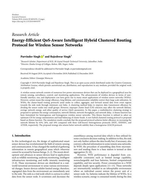 pdf energy efficient qos aware intelligent hybrid clustered routing protocol for wireless