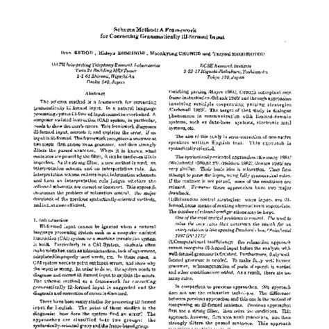 schema method a framework for correcting grammatically ill formed input acl anthology