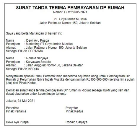 Contoh Format Surat Tanda Terima Uang 55 Koleksi Gambar