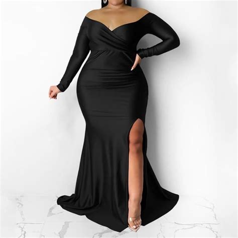 Robe de soirée Sexy pour femmes épaules dénudées couleur unie manches