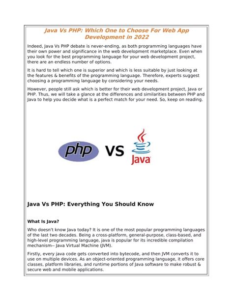 ppt java vs php which one to choose for web app development in 2022 powerpoint presentation