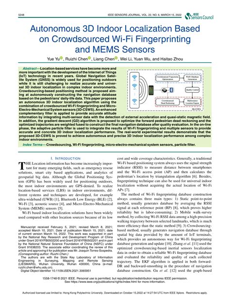 pdf autonomous 3d indoor localization based on crowdsourced wi fi fingerprinting and mems sensors