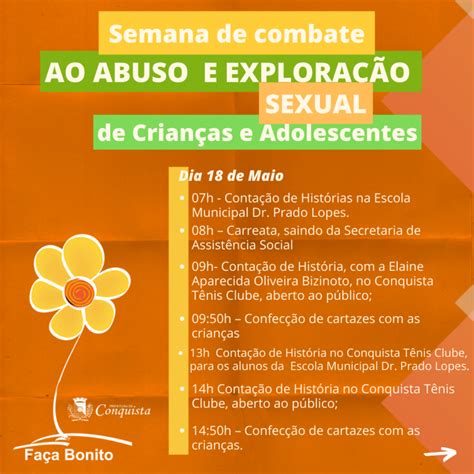 cronograma de atividades da Semana de Combate ao Abuso e Exploração