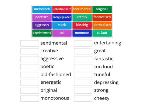 Year 9 German Adjectives To Describe Music Une Las Parejas