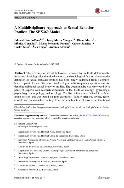 pdf a multidisciplinary approach to sexual behavior profiles the sex360 model