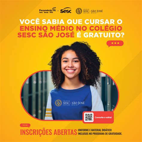 Sesc PR abre processo para bolsas de estudo para o Ensino Médio em