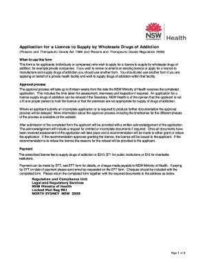 Fillable Online Health Nsw Gov Application For A Licence To Supply By
