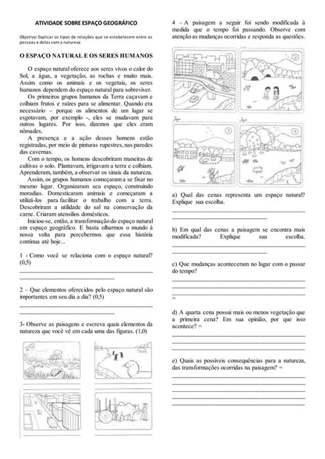 Atividade sobre espaço geográfico PDF