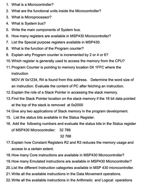 solved 1 what is a microcontroller 2 what are the