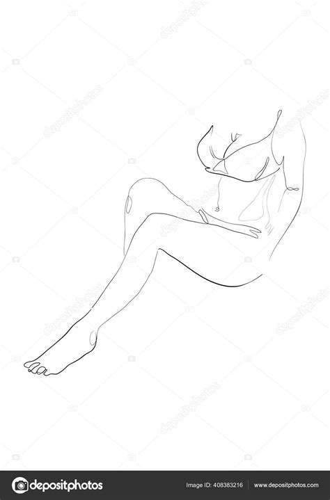 Línea Continua Mujer Desnuda Dibujo Una Línea Sobre Fondo Blanco