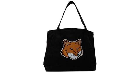 Maison Kitsun Fox Head Tote Bag In Black Lyst