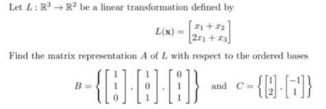 solved let l r3 r2 be a linear transformation defined by