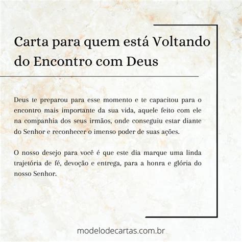 Carta Para Quem Est Voltando Do Encontro Deus Modelos De Carta