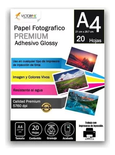Paq Papel Fotografico Adhesivo Glossy A Hjs Gr Env O Gratis