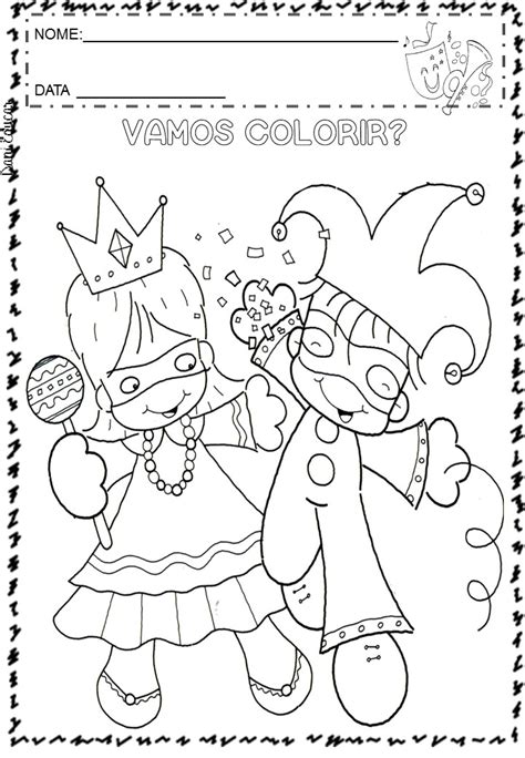 Atividades e Desenhos para colorir Carnaval SÓ ESCOLA