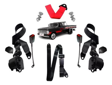 Kit 3 Cinto De Segurança Ford F4000 Retrátil Fêmea Flexível