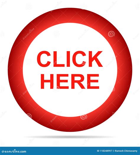 Vector Illustration Click Here Red Icon Round Web Button Stock Vector