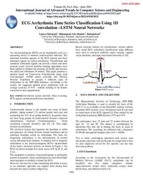 pdf ecg arrhythmia time series classification using 1d convolution lstm neural networks