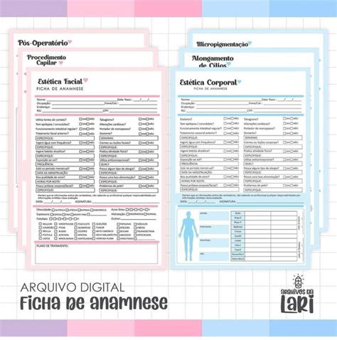 Arquivo Digital Fichas De Anamnese Gs Produtos Elo7