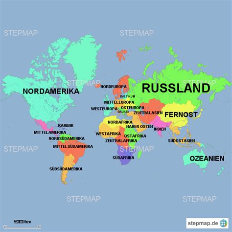 StepMap Meine Regionen Landkarte für Welt