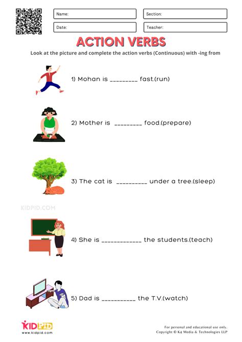 Ing Verbs Worksheet For Grade 1
