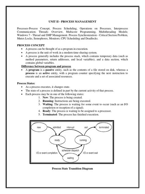 unit ii process management pdf thread computing scheduling computing