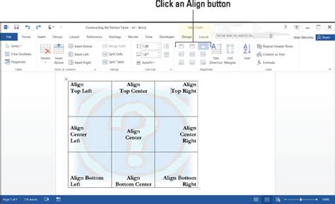 How To Align Text In Table Columns And Rows In Word Dummies
