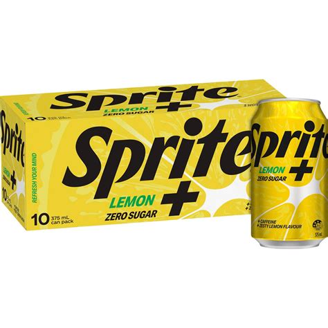 Sprite Lemon Zero Sugar Soft Drink Cans 375ml X 10 Pack Woolworths