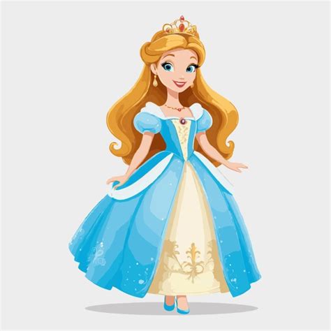 Vector De La Princesa Del Cuento De Hadas Sobre Fondo Blanco Vector