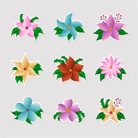 Premium Vector Set Of Vibrant Flower Sticker