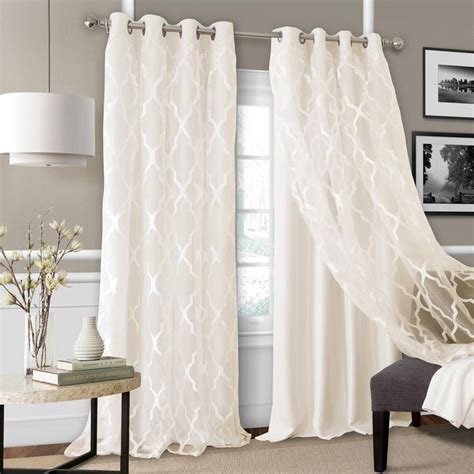 Elrene Bethany Sheer Overlay Blackout Window Curtain 23033IVR The