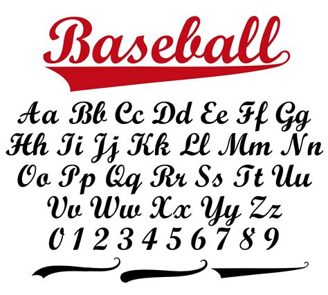 Baseball Font With Tail Baseball Font Ttf Svg Png And Text Etsy