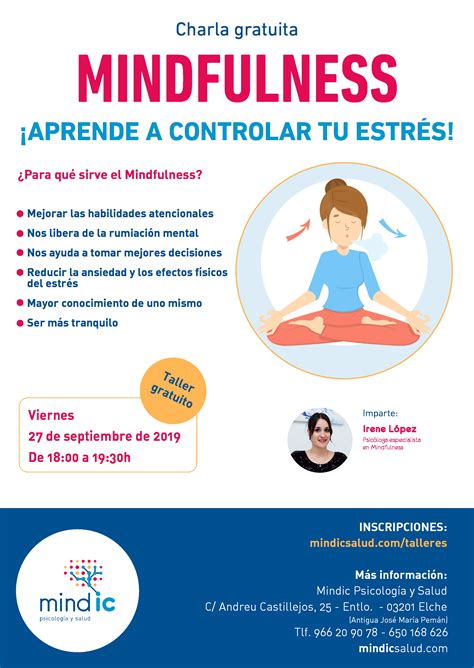 Mindfulness para reducir el estrés Taller gratuito Marzo 2019 Mindic