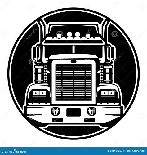 Semi Truck Front View Flat Style Vector Illustration West Stock