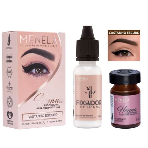 Kit Henna Para Sobrancelhas Menela 2 5g Castanho Escuro Submarino