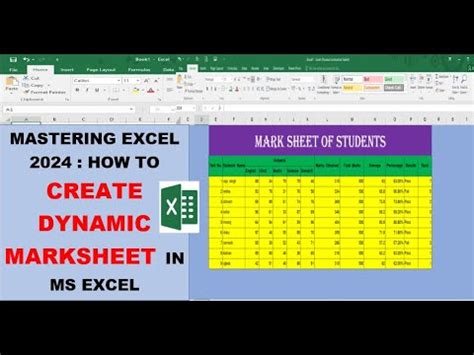 MASTERING EXCEL 2024 HOW TO CREATE DYNAMIC MARKSHEET IN MS EXCEL IN