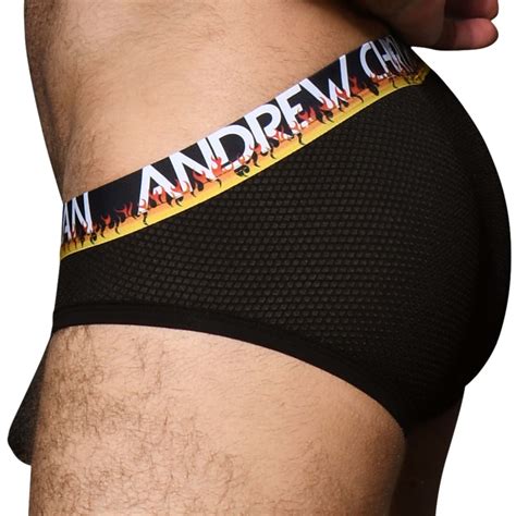 Andrew Christian Flames Mesh Almost Naked Briefs Black Inderwear