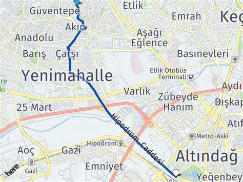 Yenimahalle Pamuklar Ankara Tren Garı Arası Kaç Km Yol Tarifi