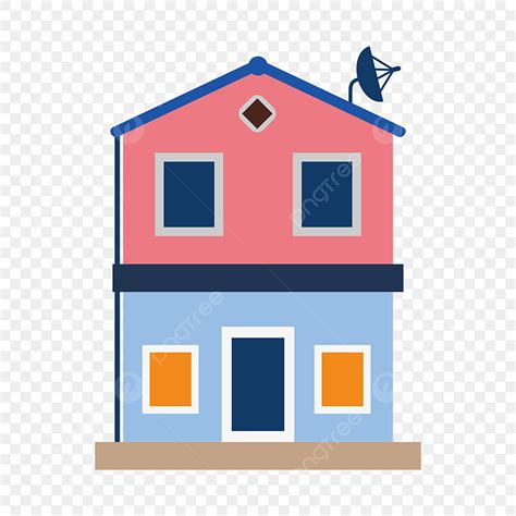 Two Story House Clipart Vector Cartoon Two Story Building Illustration