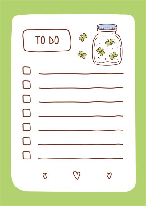To Do List Template Decorated By Jar With Butterflies Cute Design Of