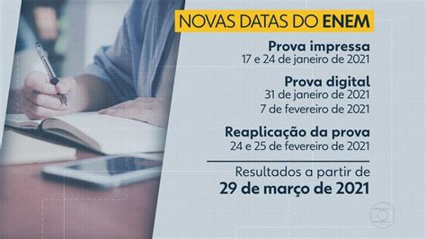 Provas do Enem serão realizadas em janeiro e fevereiro de 2021 Bom