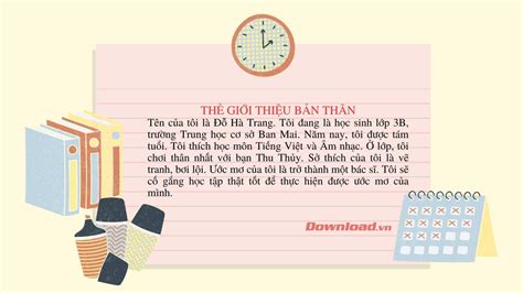 Tập làm văn lớp 3 Viết một đoạn văn giới thiệu bản thân vào một tấm
