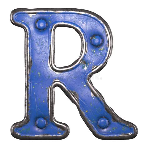 Letra Maiúscula E Feita De Metal Pintado Rebites Azuis Sobre Fundo