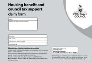 Fillable Online Housing Benefit And Council Tax Support Claim Form