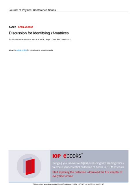 pdf discussion for identifying h matrices