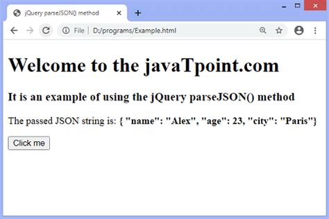 Jquery Parsejson Method Javatpoint